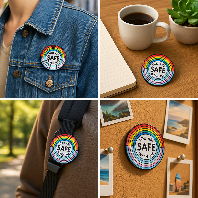 You Are Safe With Me Pin – I Support LGBT